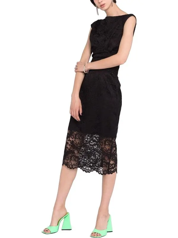 Philipp Plein Lace Midi Skirt - Black