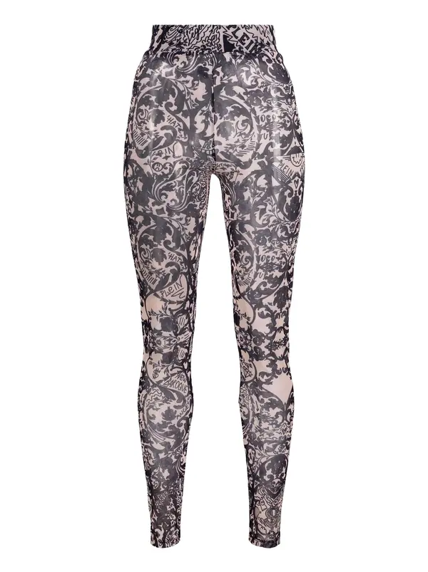Philipp Plein New Baroque Printed Tulle Leggings - Neutrals