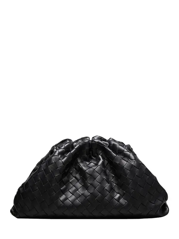 Bottega Veneta Intrecciato Lambskin Leather Pouch - Black