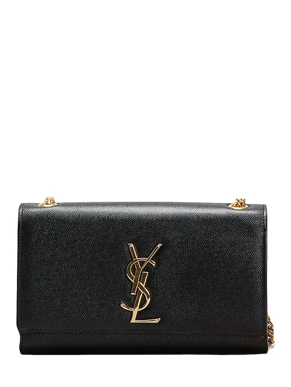 Saint Laurent Kate Small Shoulder Bag In Grained Leather - Black