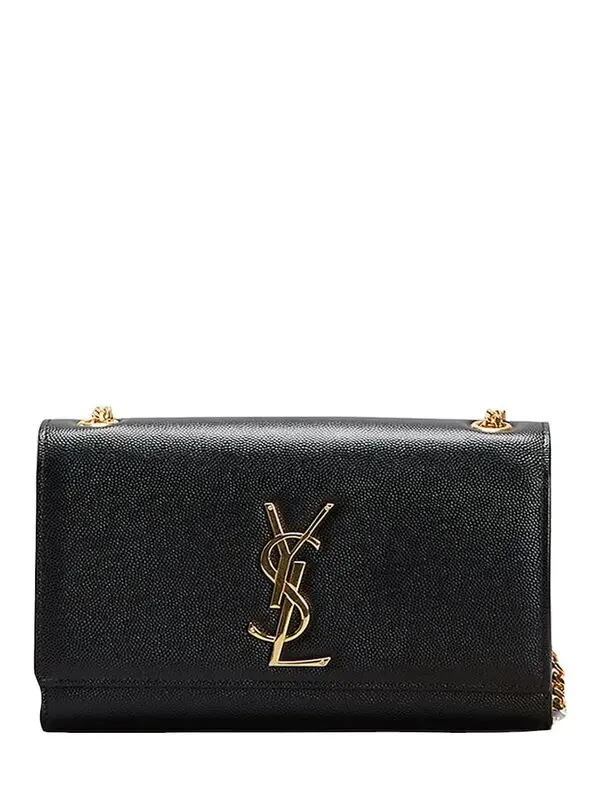 Saint Laurent Kate Small Shoulder Bag In Grained Leather - Black