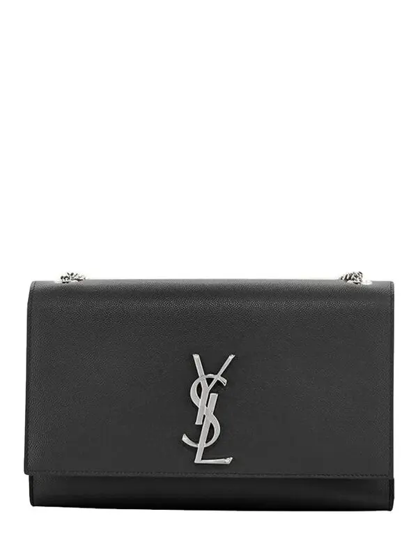 Saint Laurent Kate Shoulder Bag In Grained Leather - Black