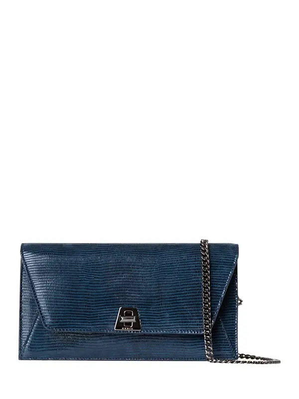 Akris Anouk Lizard-print Clutch Bag With Chain - Admiral Blue