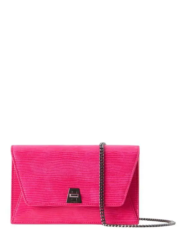Akris Anouk Lizard-print Clutch Bag With Chain - Pink