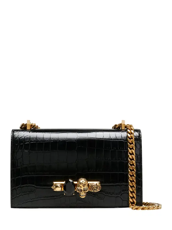 Alexander McQueen Jeweled Satchel Bag - Black