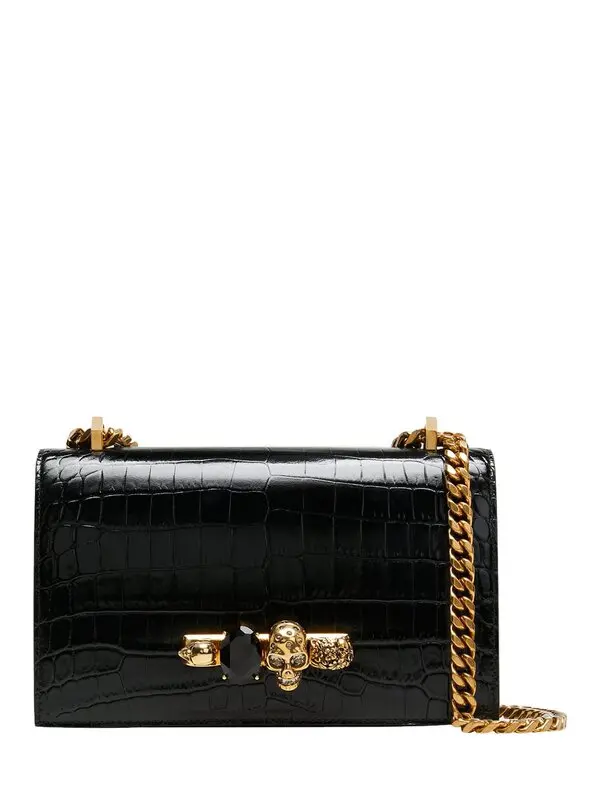 Alexander McQueen Jeweled Satchel Bag - Black