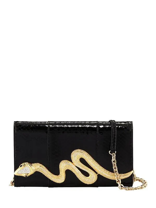 Judith Leiber Serpent Snakeskin Clutch Bag - Black