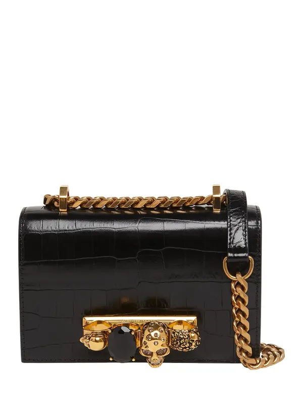 Alexander McQueen Mini Jeweled Satchel Bag - Black