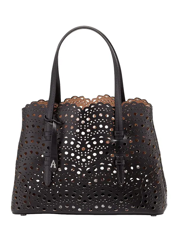 Alaïa Mina 25 Vienne Wave Perforated Leather Tote Bag - Black