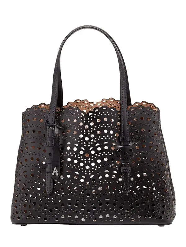 Alaïa Mina 25 Vienne Wave Perforated Leather Tote Bag - Black