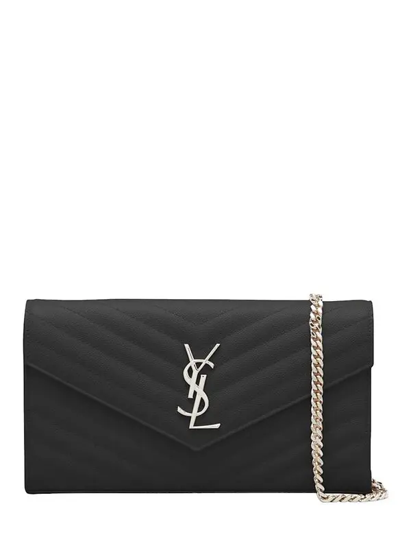 Saint Laurent Monogram Wallet On Chain - Black