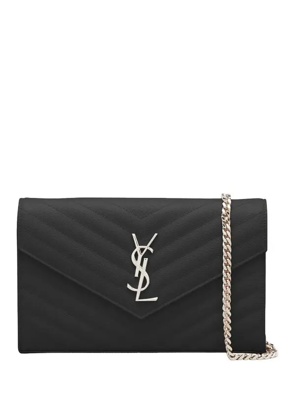 Saint Laurent Monogram Wallet On Chain - Black