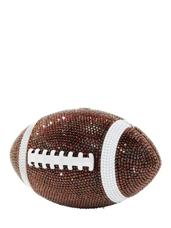 Judith Leiber Crystal Football Minaudiere Bag - Brown