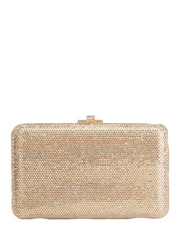 Judith Leiber Slim Slide Crystal Evening Clutch Bag - Champagne Multi