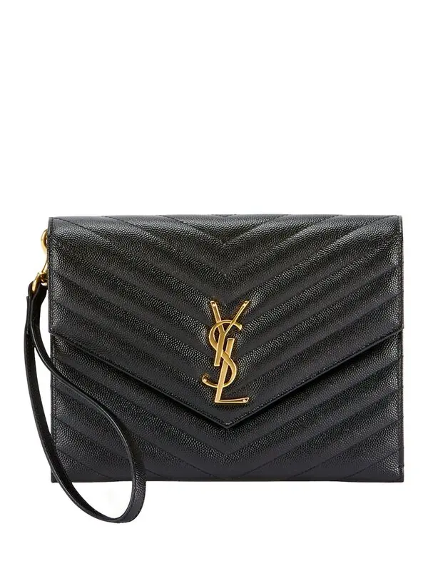 Saint Laurent Monogram Flap Clutch - Black