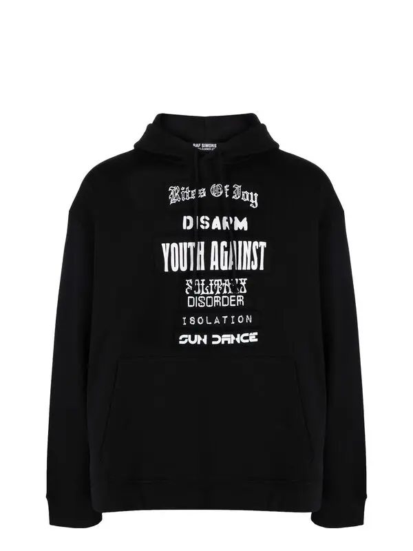 Raf Simons Patch-detail Cotton Hoodie - Black