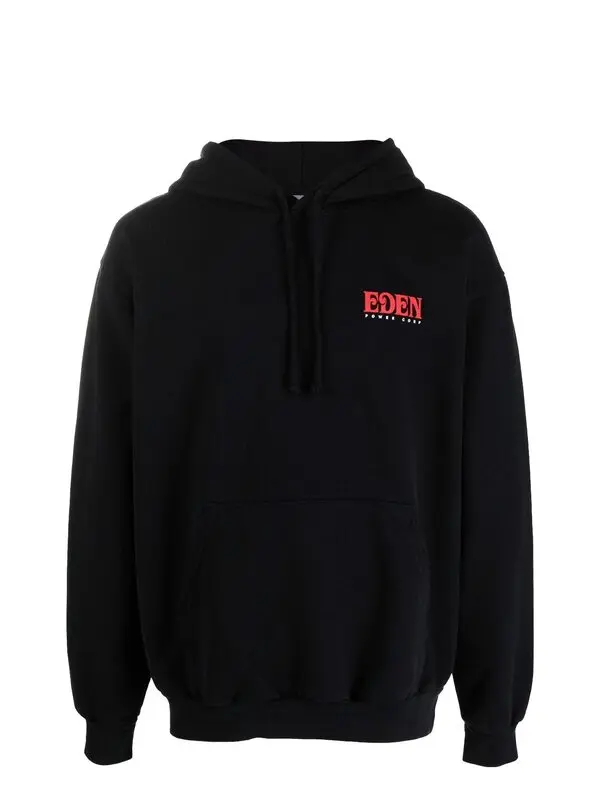 EDEN POWER CORP Logo Print Recycled Cotton Hoodie - Black