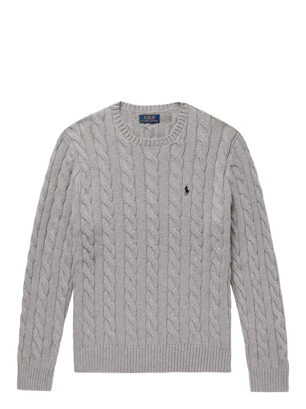 Polo Ralph Lauren Cable Knit Cotton Sweater - Gray