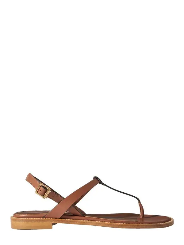 Manolo Blahnik Hata Leather Slingback Sandals - Brown