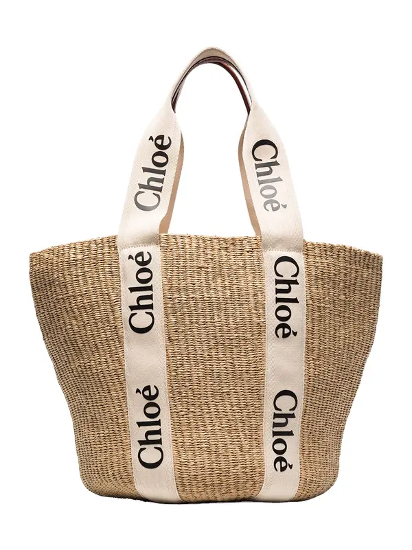 Chloé Large Woody Logo-strap Tote Bag - Neutrals