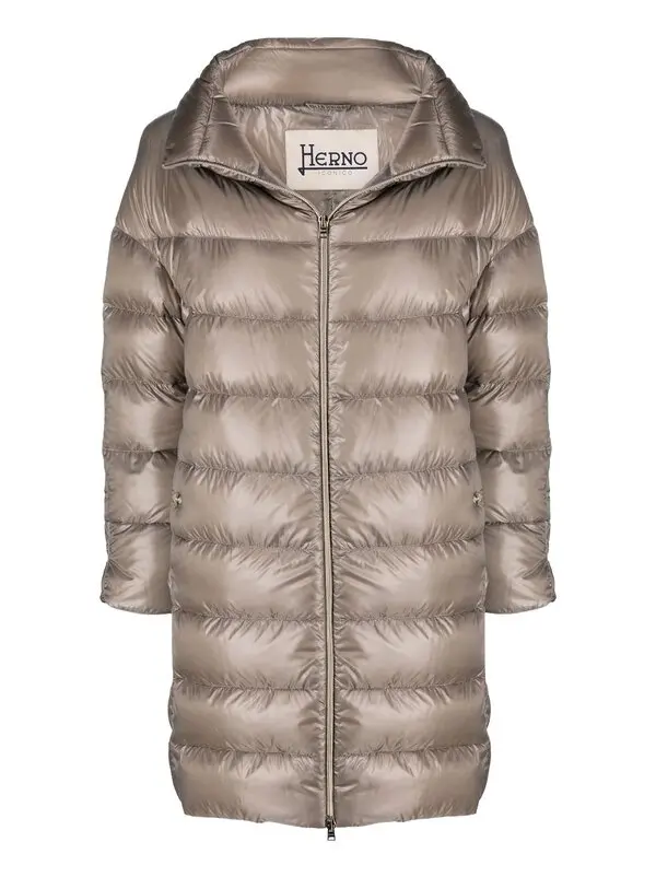 Herno Down-feather Mid-length Coat - Neutrals