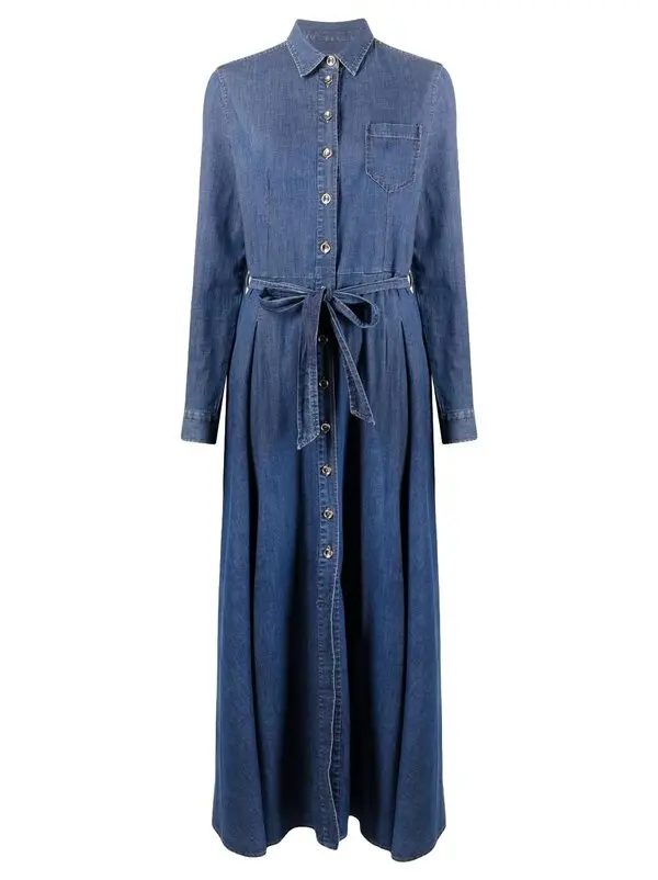 Philipp Plein Denim Maxi Shirt Dress - Blue