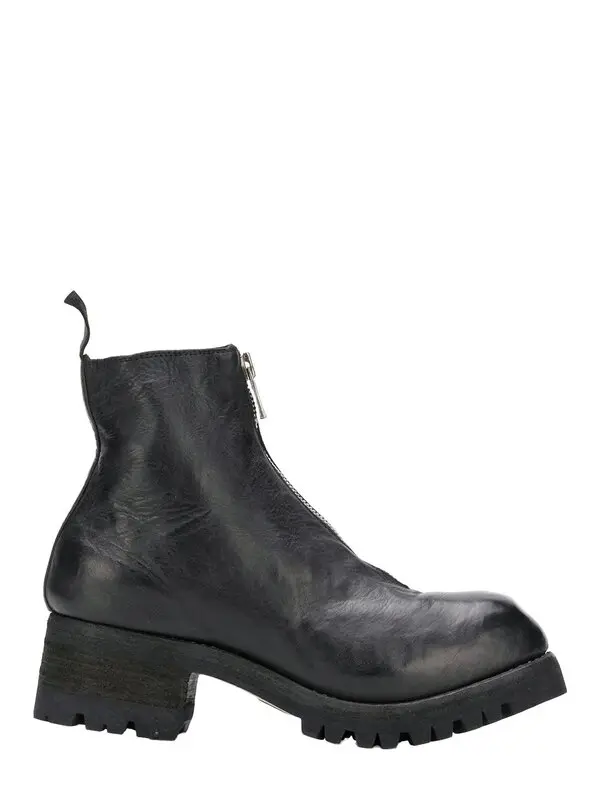 Guidi Front Zip Ankle Boots - Black