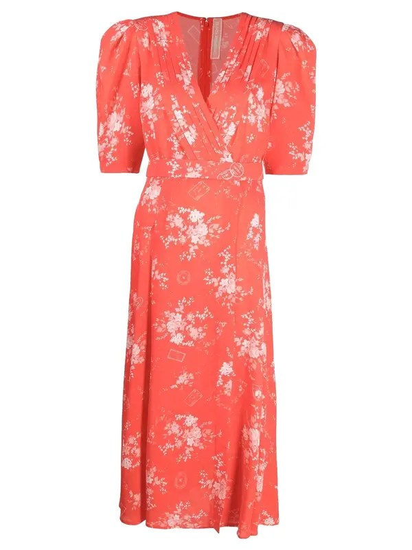 ULYANA SERGEENKO Floral-print Midi Dress - Red