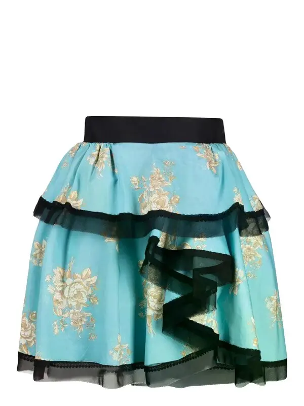 ULYANA SERGEENKO Asymmetric Floral-print Skirt - Blue
