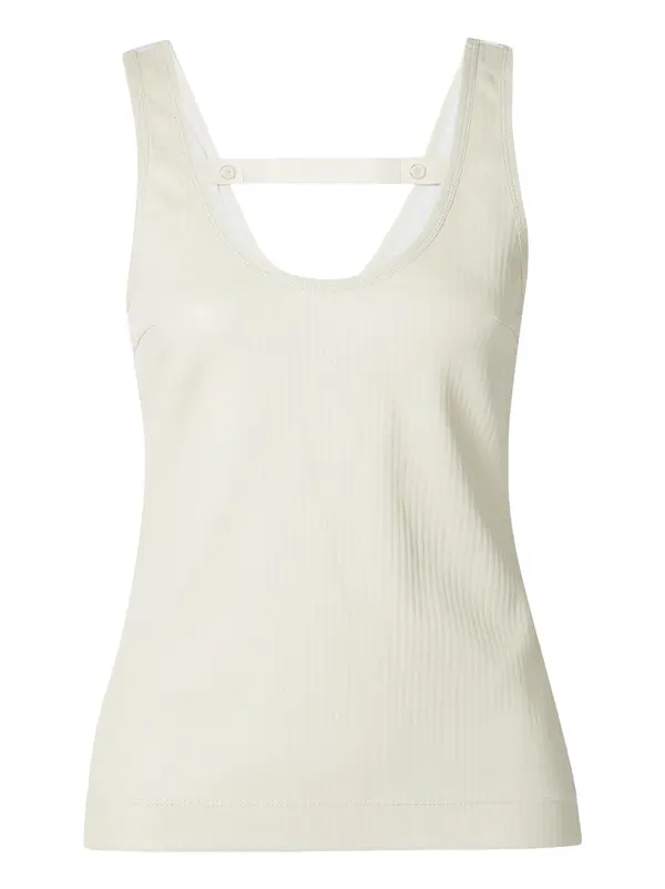 Givenchy Paneled Ribbed Leather And Stretch-cotton Jersey Tank - Off-white