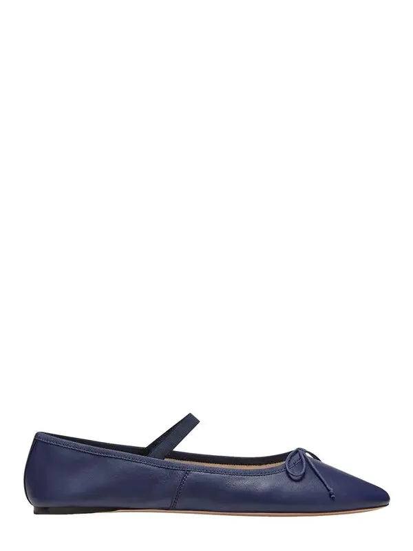 LOEFFLER RANDALL Leonie Lambskin Bow Ballerina Flats - Navy