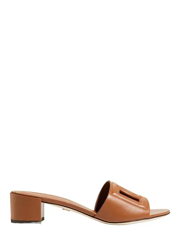 Dolce & Gabbana 40mm Dg Cutout Leather Slide - Brown