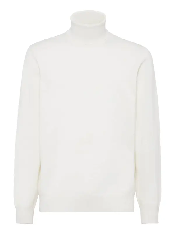 Brunello Cucinelli Roll Neck Cashmere Jumper - White