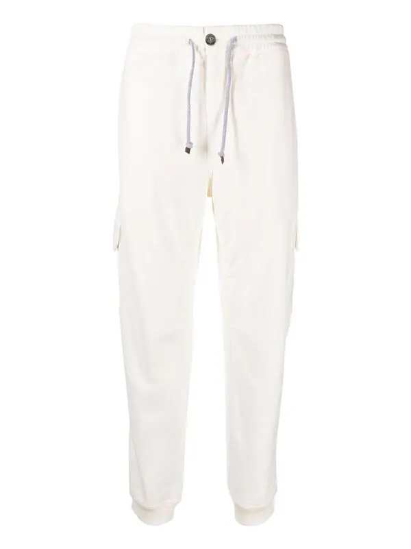 Brunello Cucinelli Drawstring Cargo Cotton Joggers - White