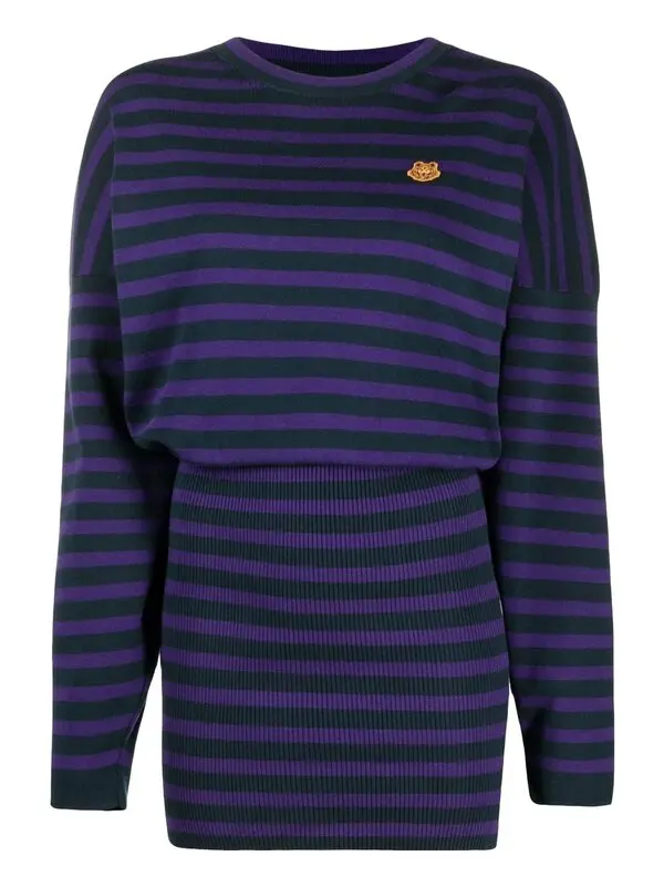 Kenzo Striped Knitted Minidress - Purple