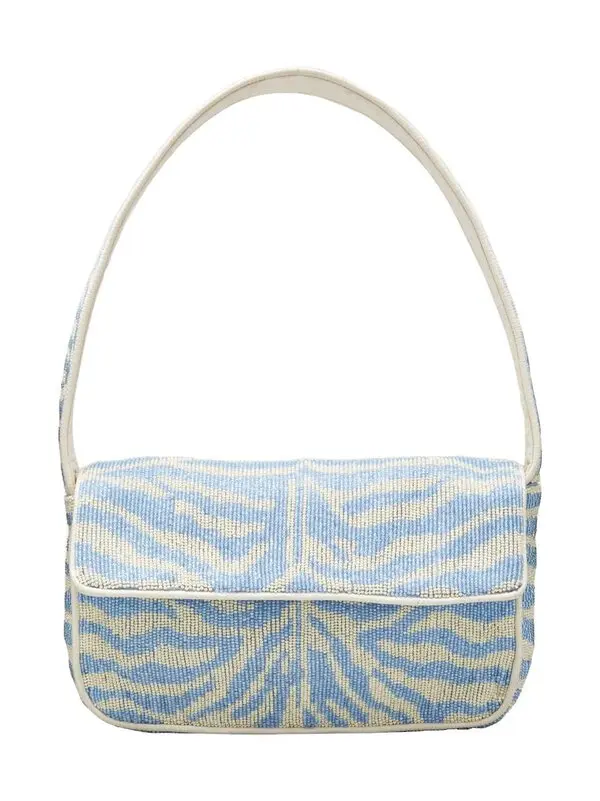 Staud Tommy Two-tone Beaded Shoulder Bag - Blue/white
