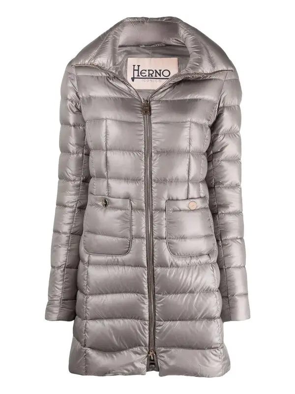 Herno Quilted Zipped Coat - Grey