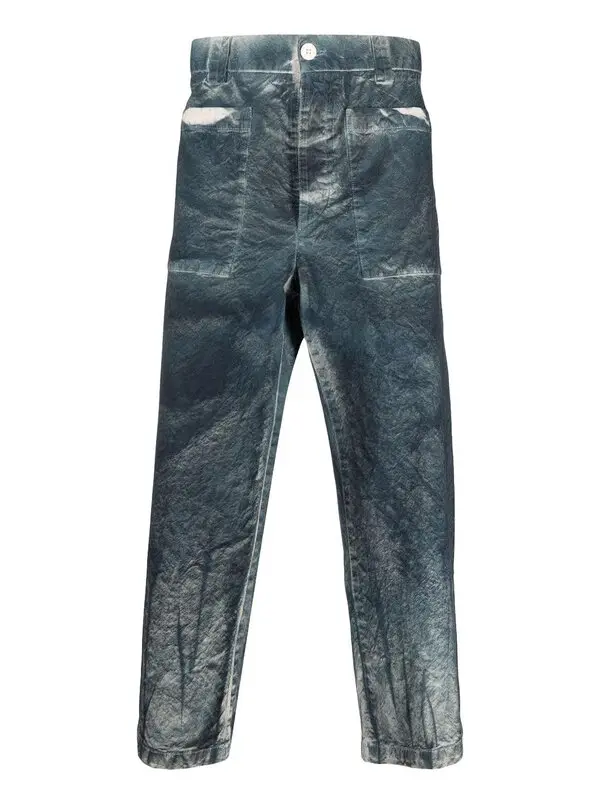 Sunnei Bleached-effect Cropped Trousers - Blue