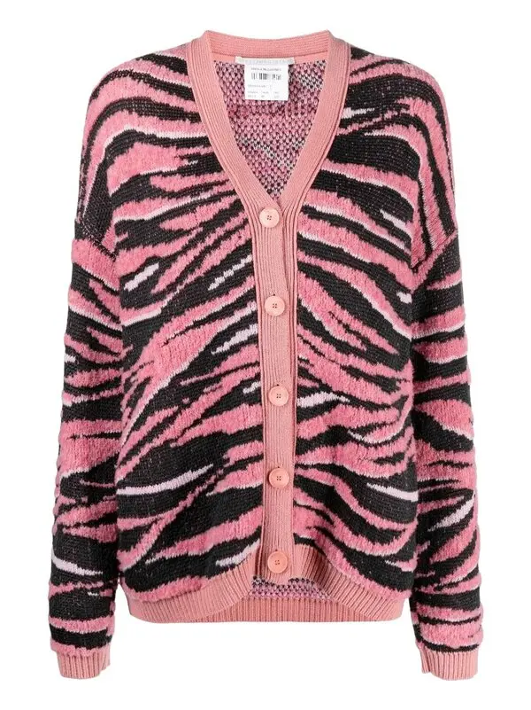 Stella McCartney Tiger Print Knit Cardigan - Pink