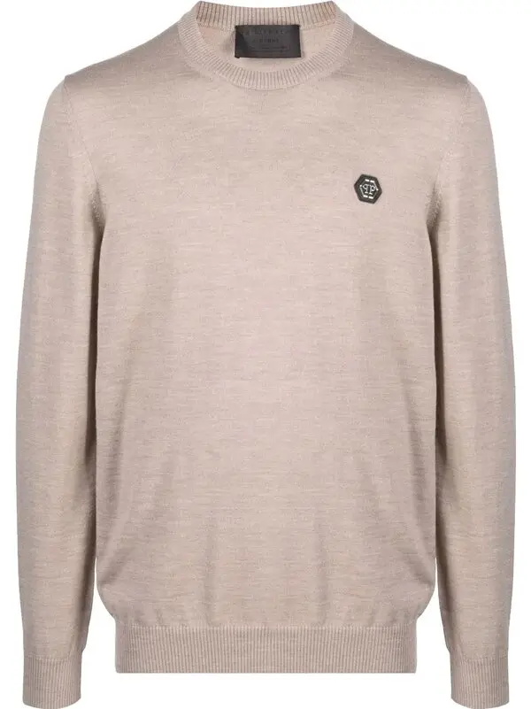 Philipp Plein Institutional Merino Knit Jumper - Neutrals
