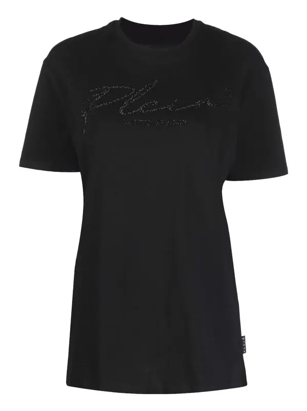 Philipp Plein Embellished Cotton T-shirt - Black