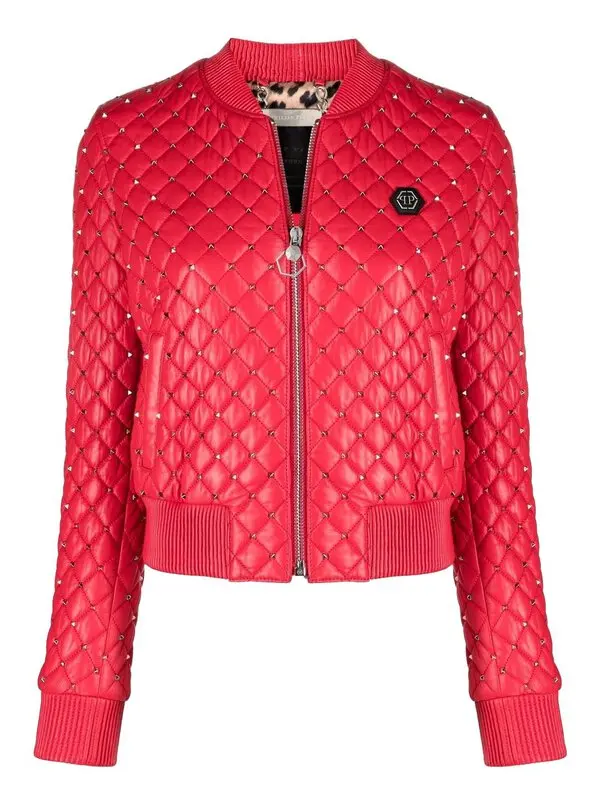 Philipp Plein Stud-embellished Bomber Jacket - Red