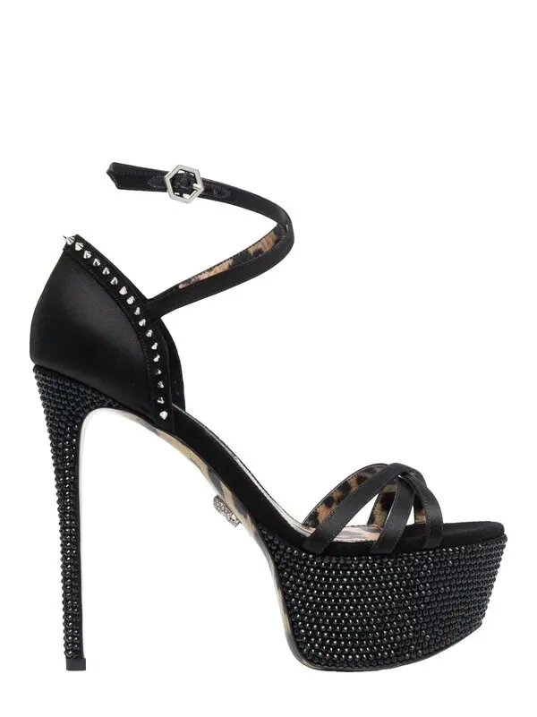 Philipp Plein Crystal-embellished Platform Sandals - Black