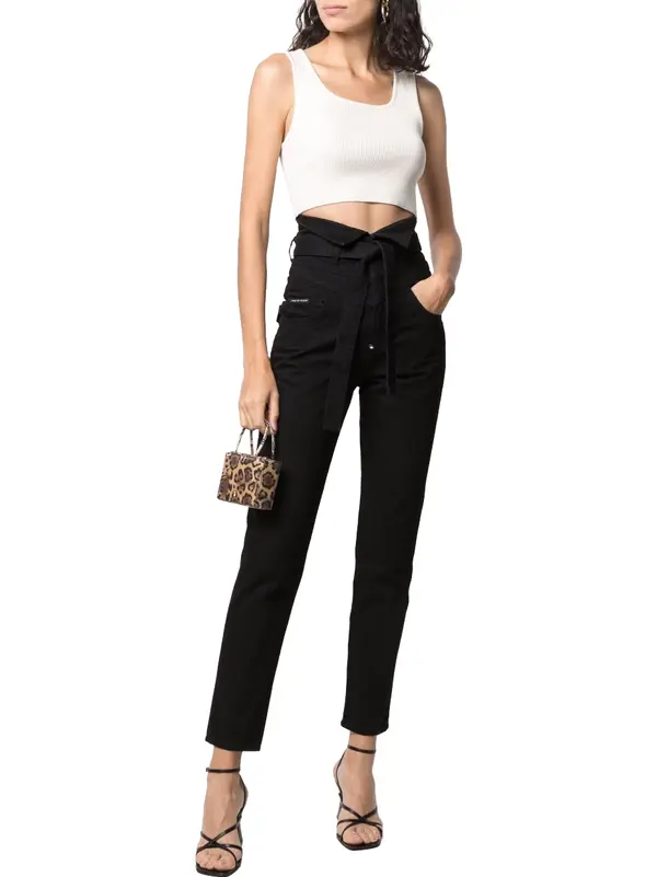 Philipp Plein Signature Wool Cropped Top - Neutrals