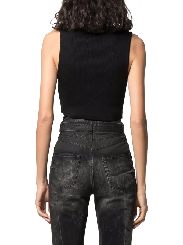 Philipp Plein Signature Wool Cropped Top - Black