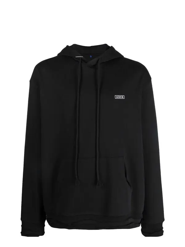 ADER ERROR Logo Patch Drawstring Hoodie - Black