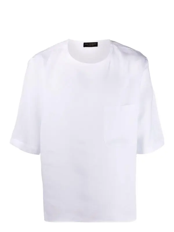 DELL'OGLIO Short-sleeve Linen T-shirt - White