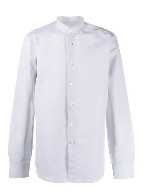 DELL'OGLIO Long-sleeve Collarless Shirt - Grey