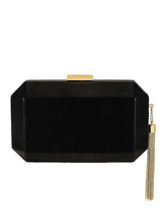 OLGA BERG Lia Facetted Clutch With Tassel - Black & Gold