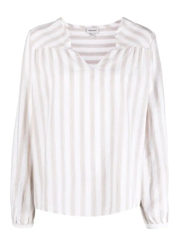 Woolrich Striped V-neck Blouse - Neutrals